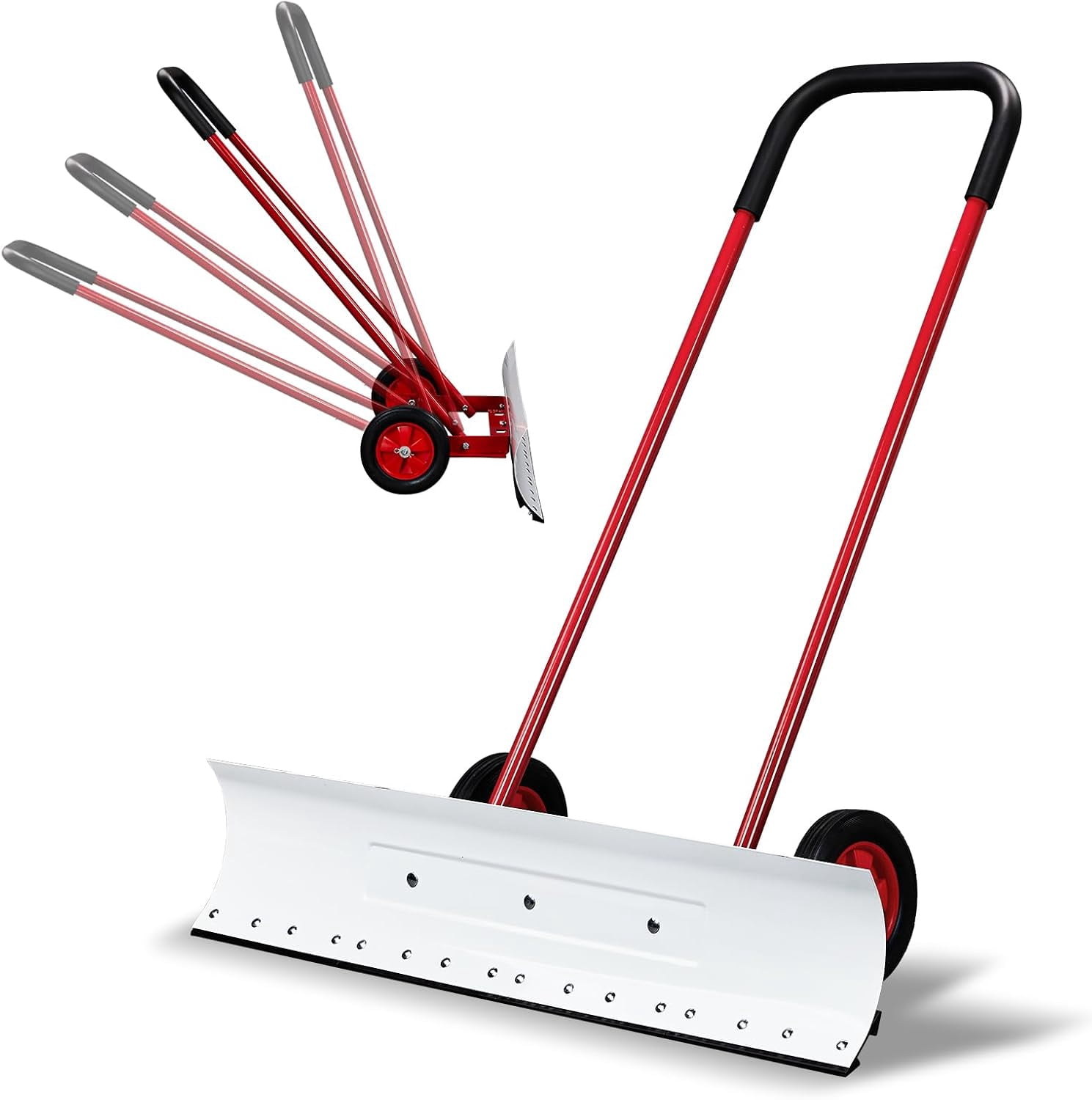 Outvita 39-inch Snow Pusher Shovel with Wheels, Bi-Directional Wheeled ...