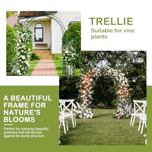 Outvita 7FT Garden Arch Arbor with Plant Stand, Heavy Duty Metal Arbour ...
