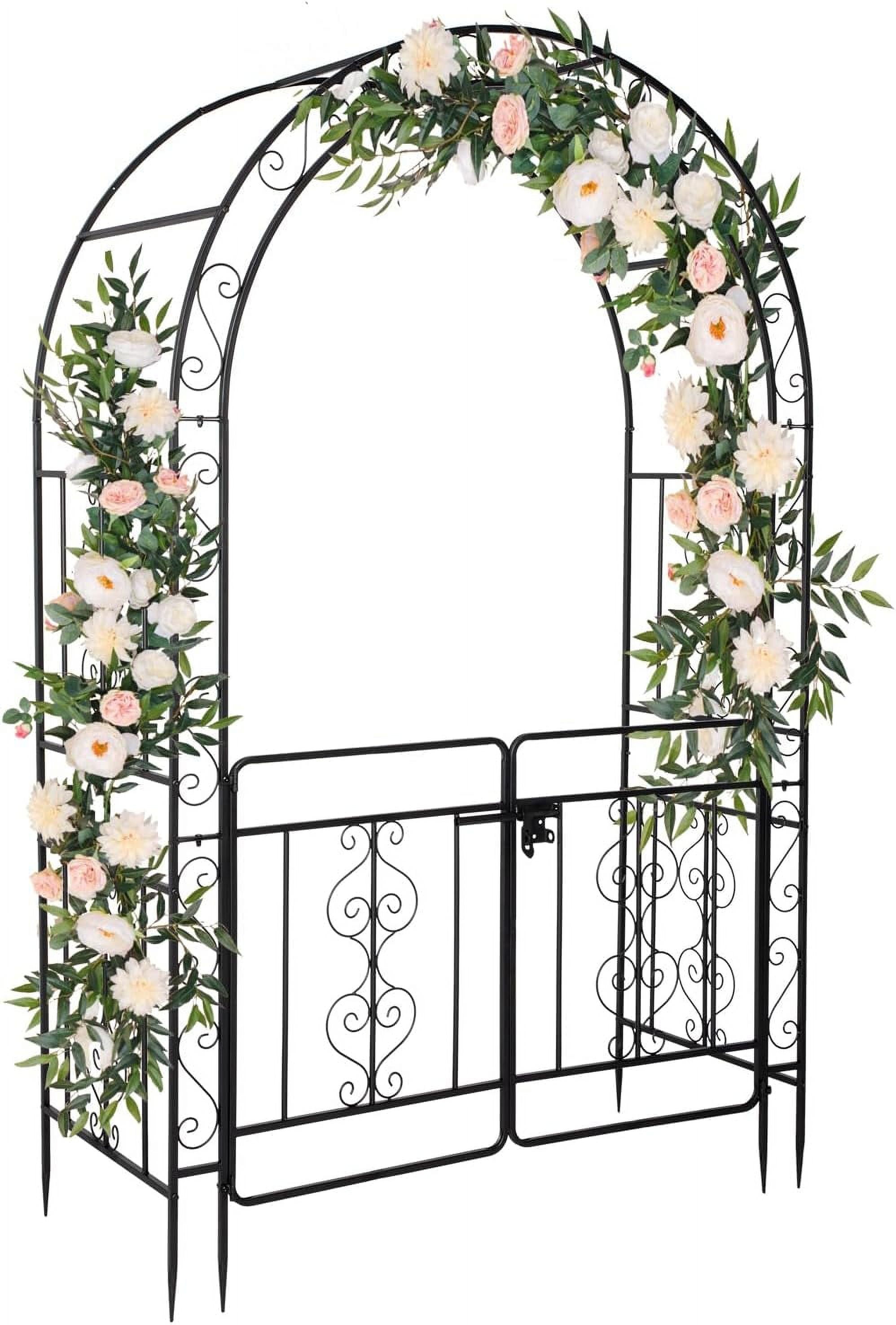 Outvita 7FT Garden Arch Arbor with Seating, Heavy Duty Metal Arbour ...