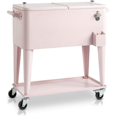 UWR-Nite 80 Quart Rolling Ice Chest on Wheels, Portable Patio Party Bar ...