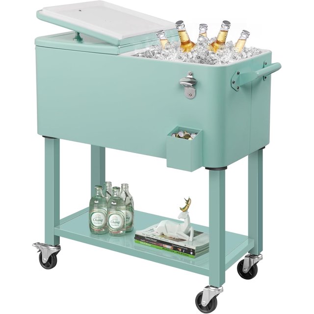 Outvita 80 Quart Rolling Ice Chest, Portable Bar Drink Cooler with ...