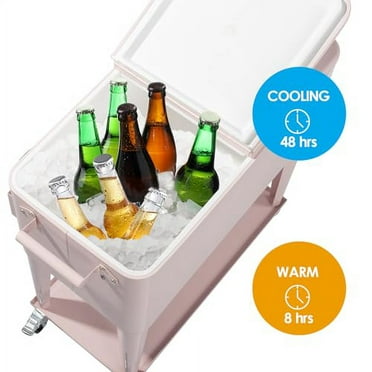Outvita 80 Quart Rolling Ice Chest, Portable Bar Drink Cooler with ...