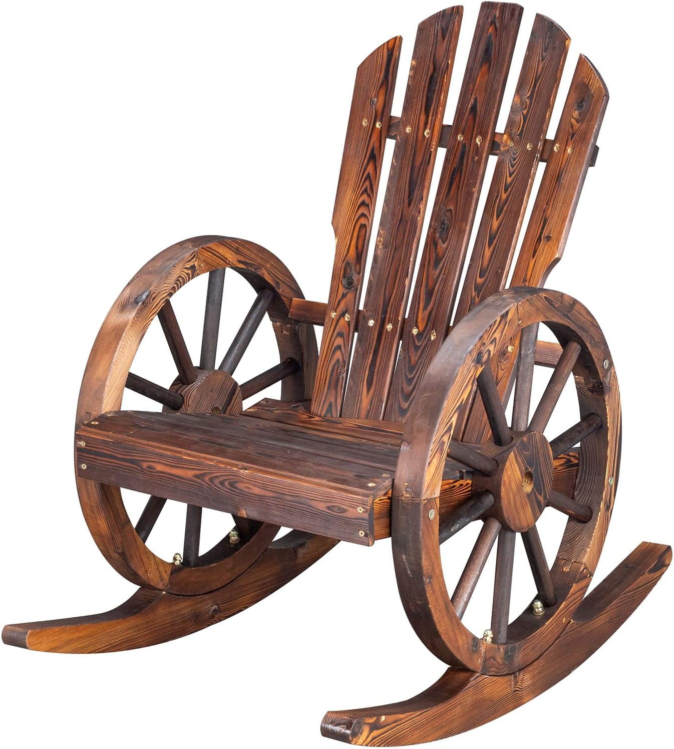 Outvita Adirondack Rocking Chair, Wood Wagon Rocker, Outdoor Wooden ...