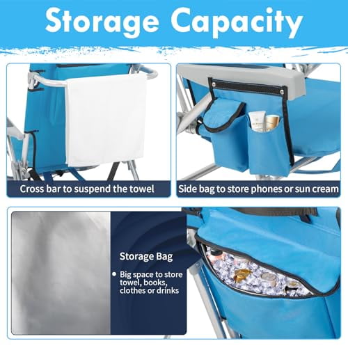 Outvita Backpack Beach Chair, 5 Level Adjustable Positions Beach Chair ...