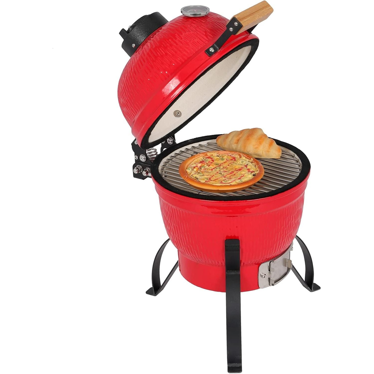 Outvita Ceramic Grill, 13" Round Kamado Charcoal Grill, Portable ...