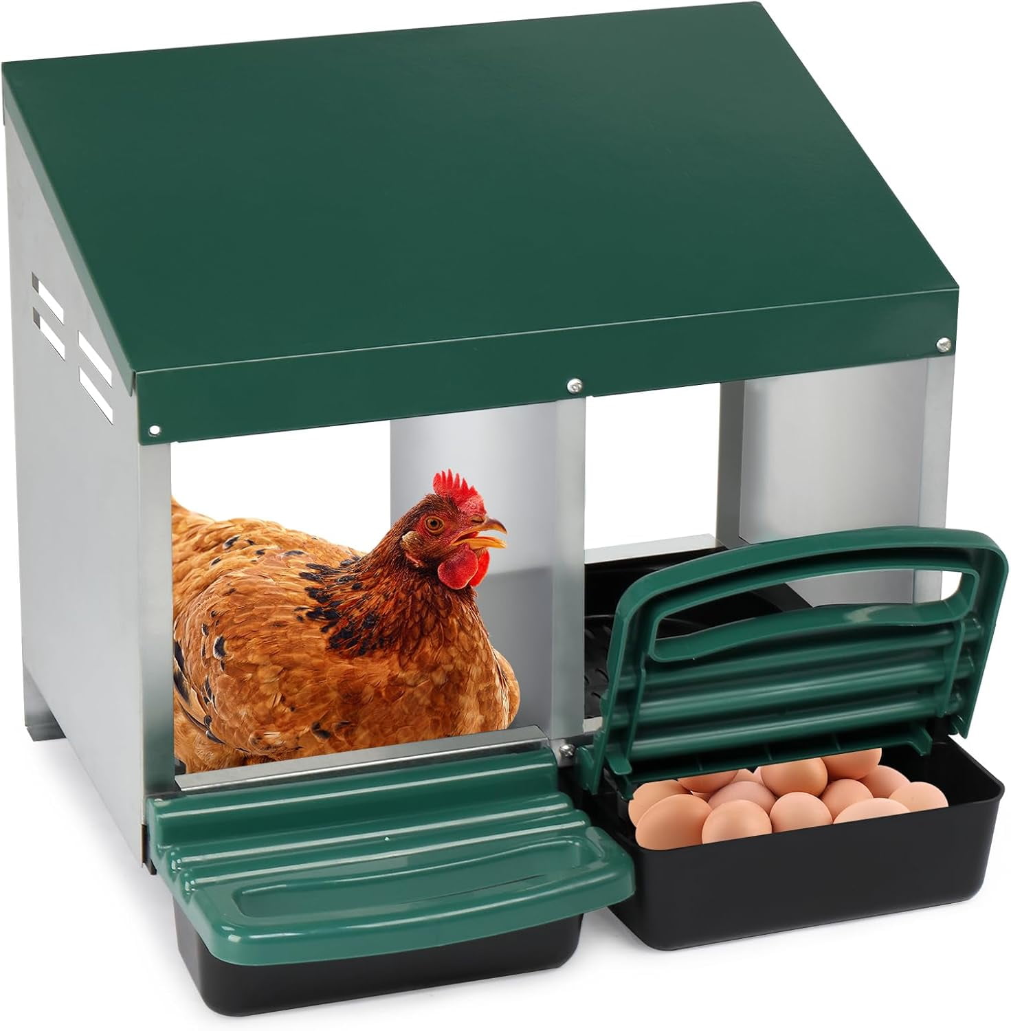 Outvita Chicken Nesting Box, 2 Compartments Chicken Laying Box, Hanging ...