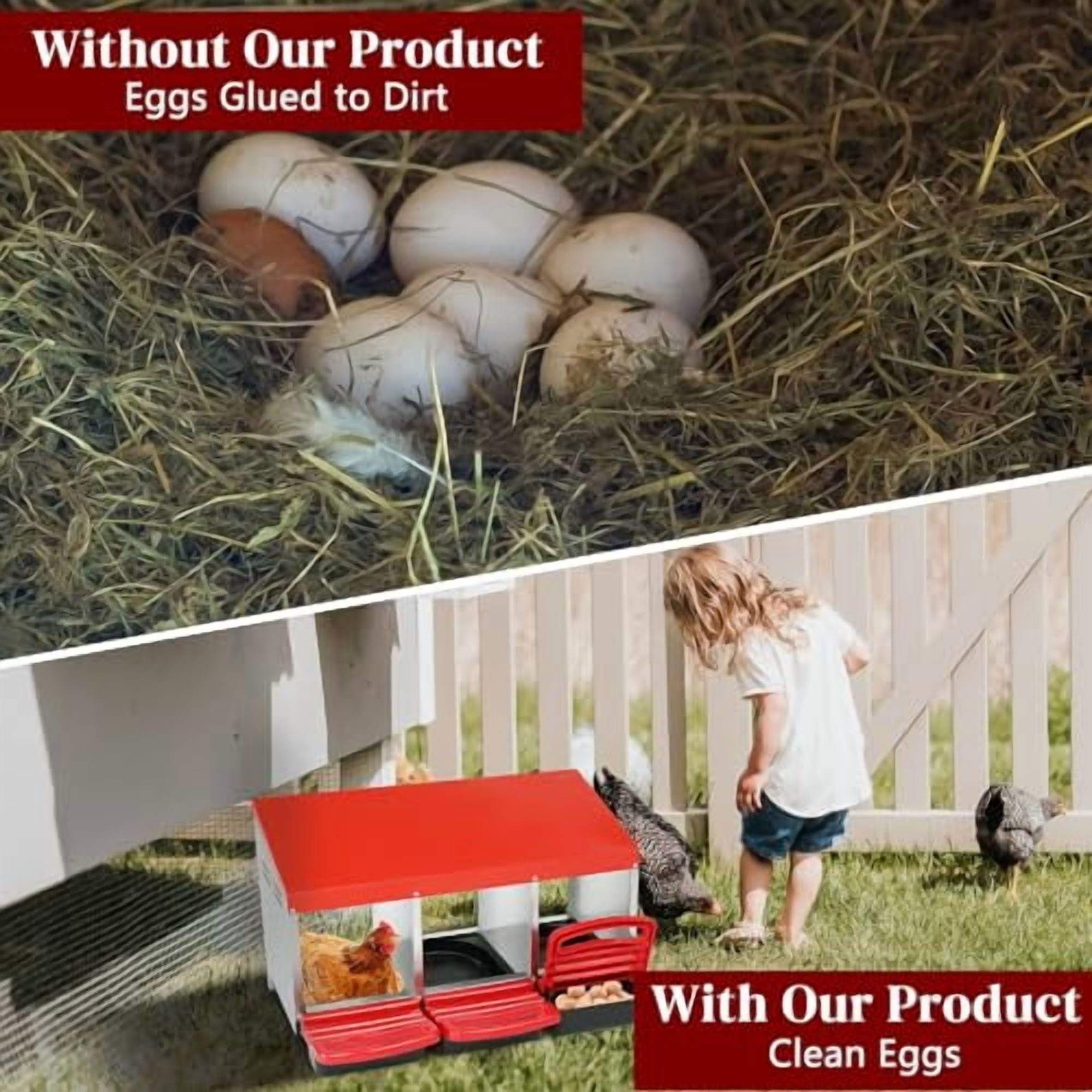 Outvita Chicken Nesting Box, 3 Compartments Chicken Laying Box, Hanging Nesting Box with Egg ...