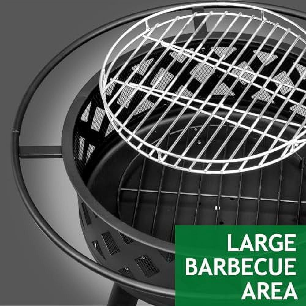 Outvita Fire Pit, 31 Inch Outdoor Wood Burning Firepits with Swivel ...