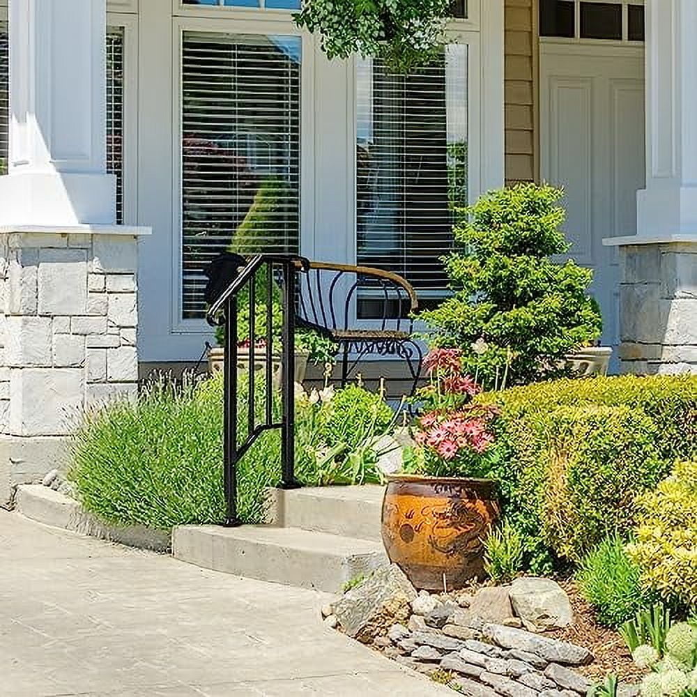 Outvita Handrails for Outdoor Steps, Wrought Iron Handrail Fits 3 or 4 ...