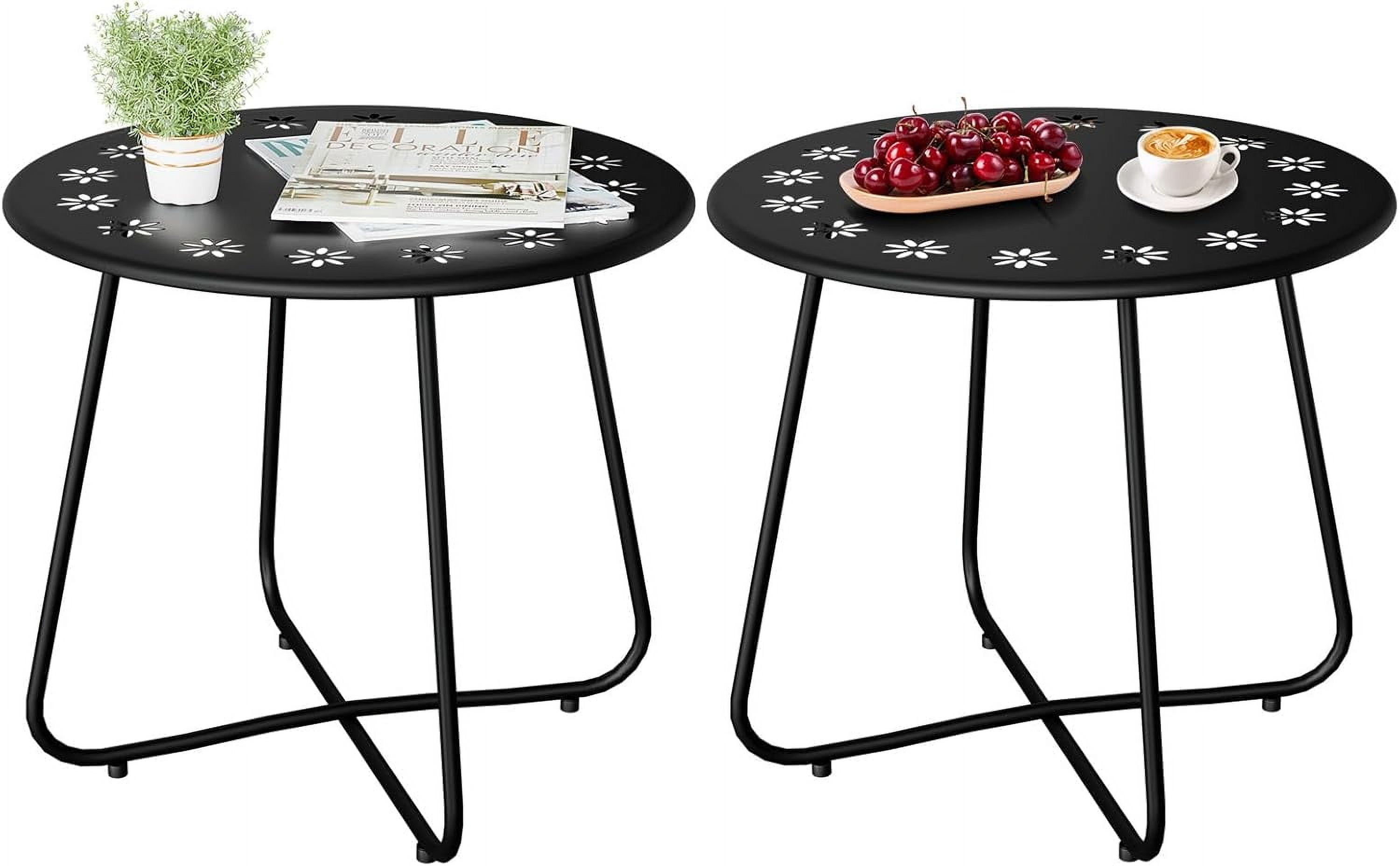 Outvita Indoor and Outdoor Side Table, Small Patio Side Table, Metal ...