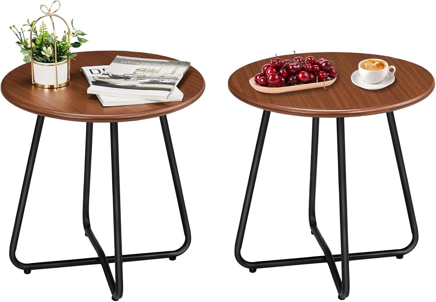 Outvita Indoor and Outdoor Side Table, Small Patio Side Table, Metal ...