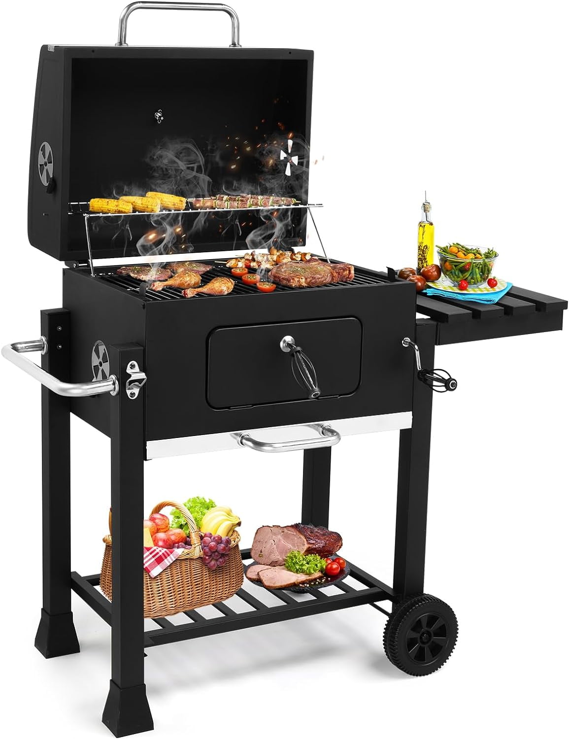 Outvita Large Barrel Charcoal BBQ Grills with 794 SQ.IN. Cooking Area ...