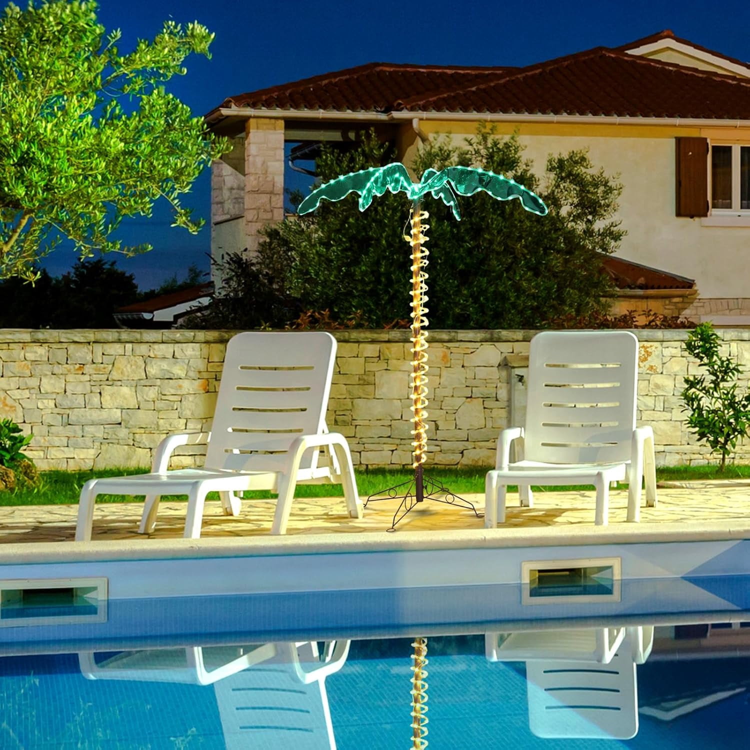 Outvita Lighted Palm Tree, 4 Ft LED Artificial Palm Trees for Outside ...