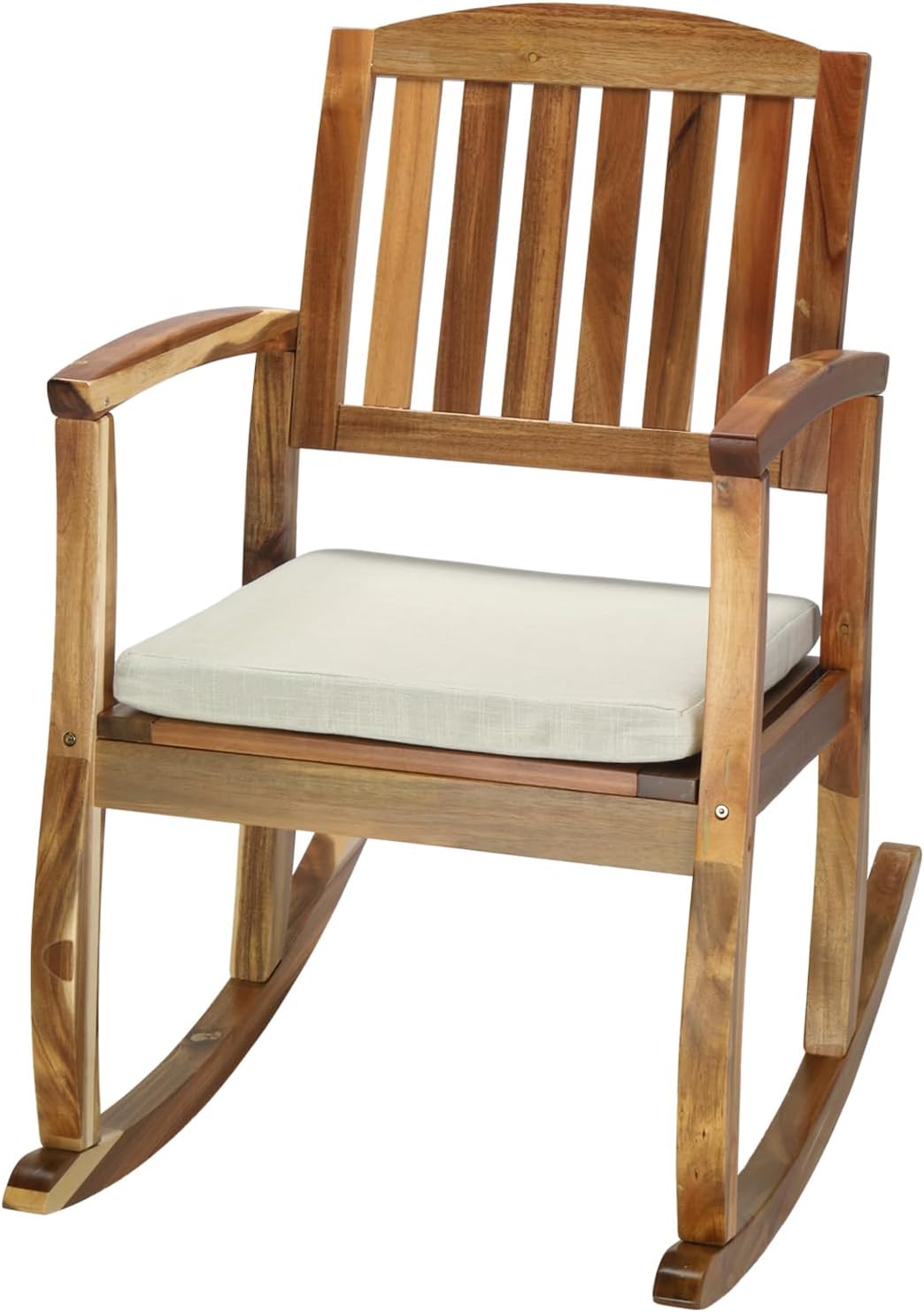 Outvita Outdoor Acacia Wood Rocking Chair, Wooden Rocker w/Detachable ...