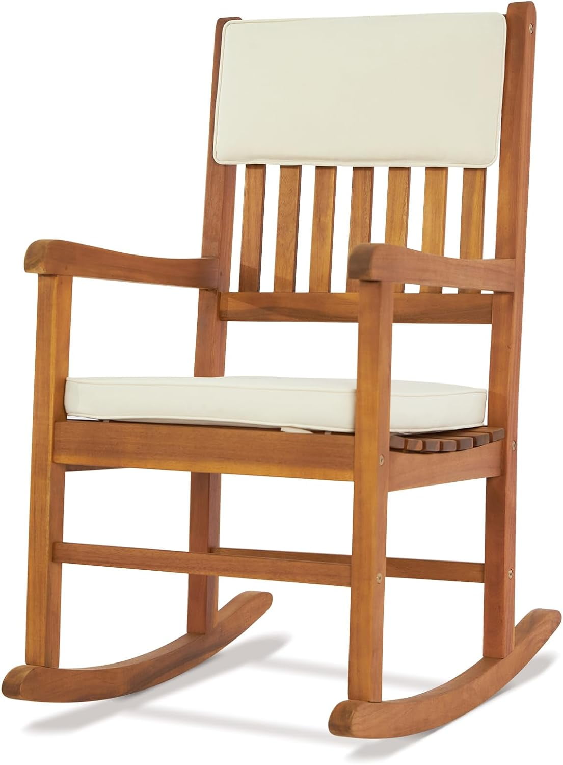 Outvita Outdoor Acacia Wood Rocking Chair, Wooden Rocker w/Detachable ...