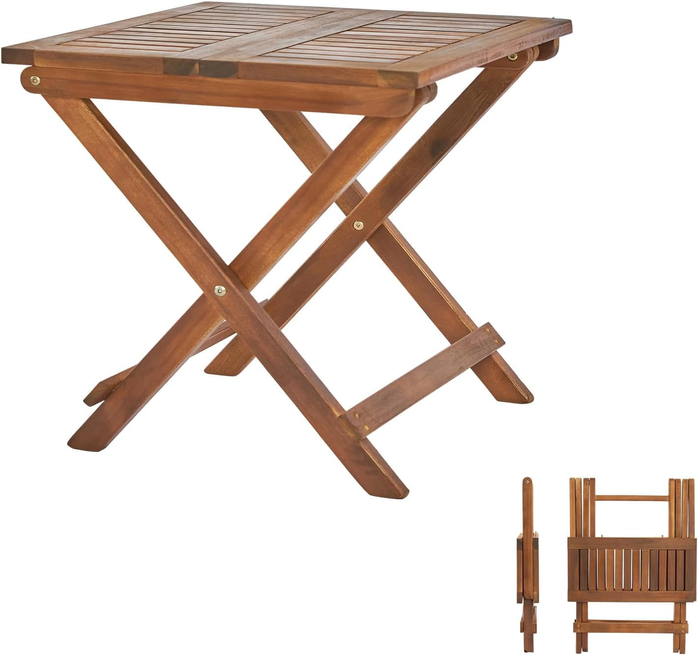 Outvita Outdoor Acacia Wooden Side Table, Small Square Folding Table ...