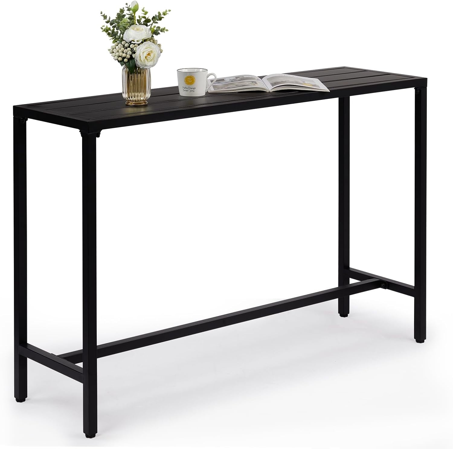 Outdoor Bar Table, 37" Height Patio Pub Table with Waterproof Frame and ...