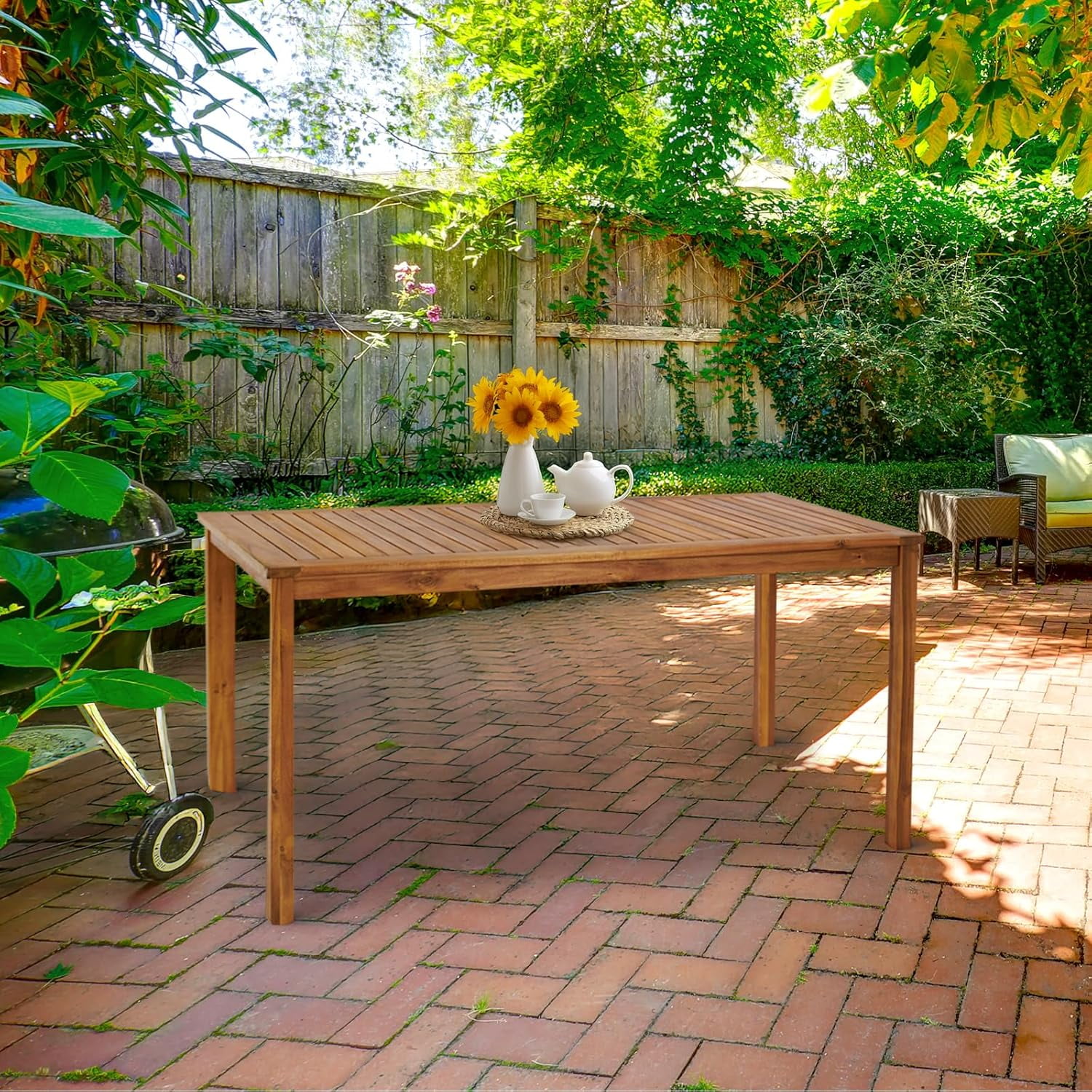 Outvita Outdoor Dining Table, Acacia Wood Patio Dining Table 57"x30 ...