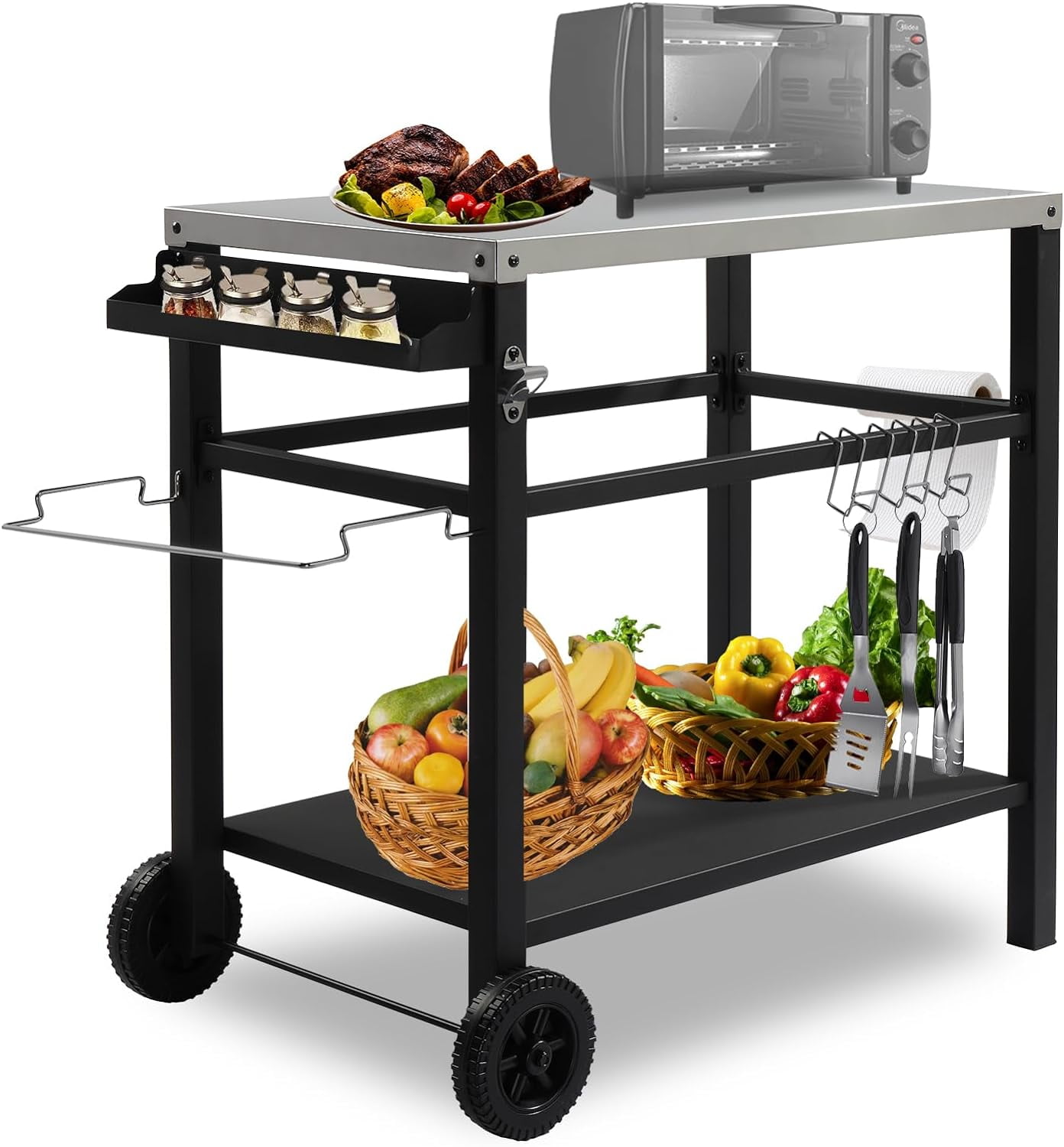 Outvita Outdoor Grill Cart, Movable Food Prep and Work Cart Table ...