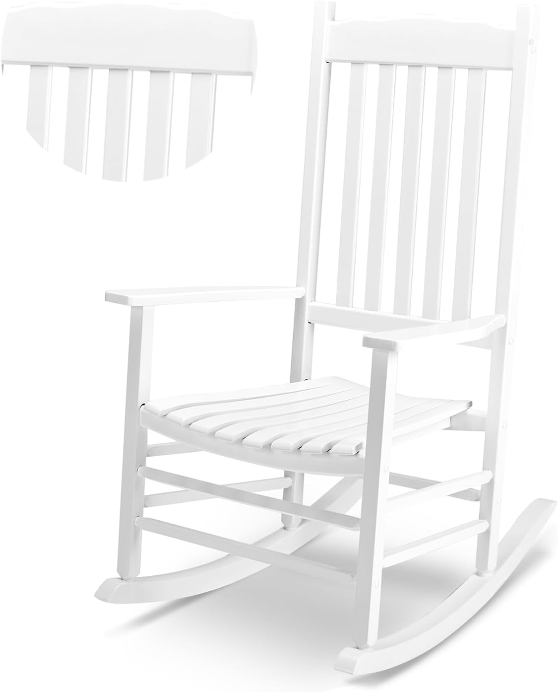 Outvita Outdoor Rocking Chair, Solid Wood High Back Rocker, All Weather ...