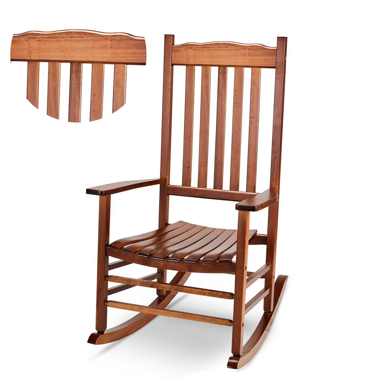 Outvita Outdoor Rocking Chair, Solid Wood High Back Rocker, All Weather ...
