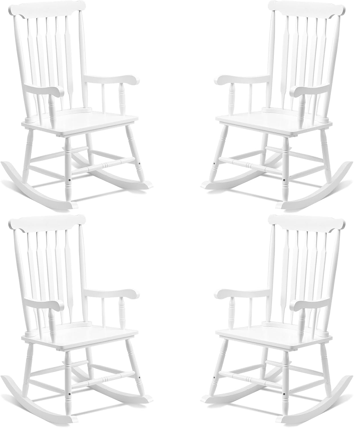 Outvita Outdoor Rocking Chair, Solid Wooden Frame High Back Rocker, All ...