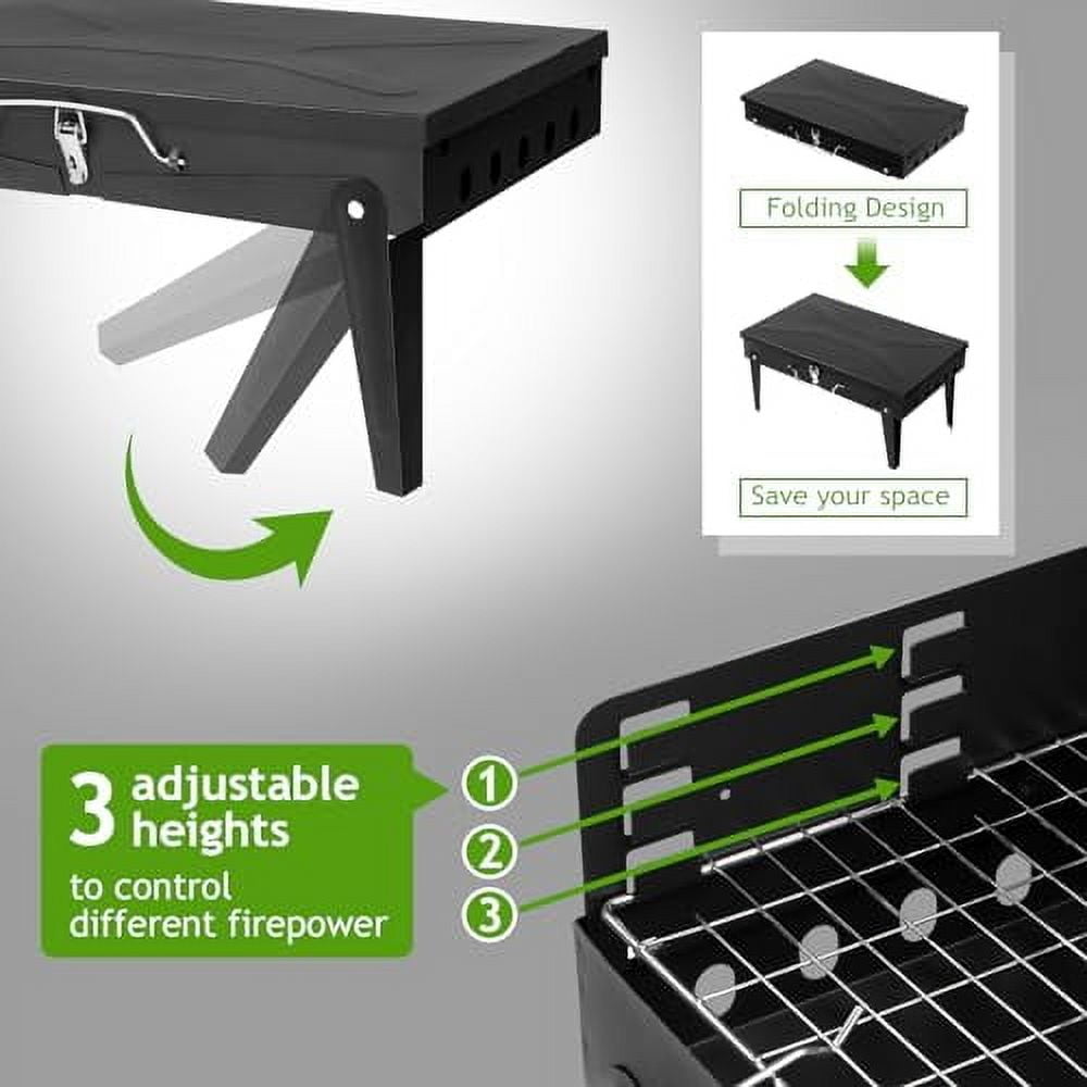 Outvita Portable Charcoal Grill, Outdoor Foldable BBQ Grill with Barbecue Accessories & Lid for ...