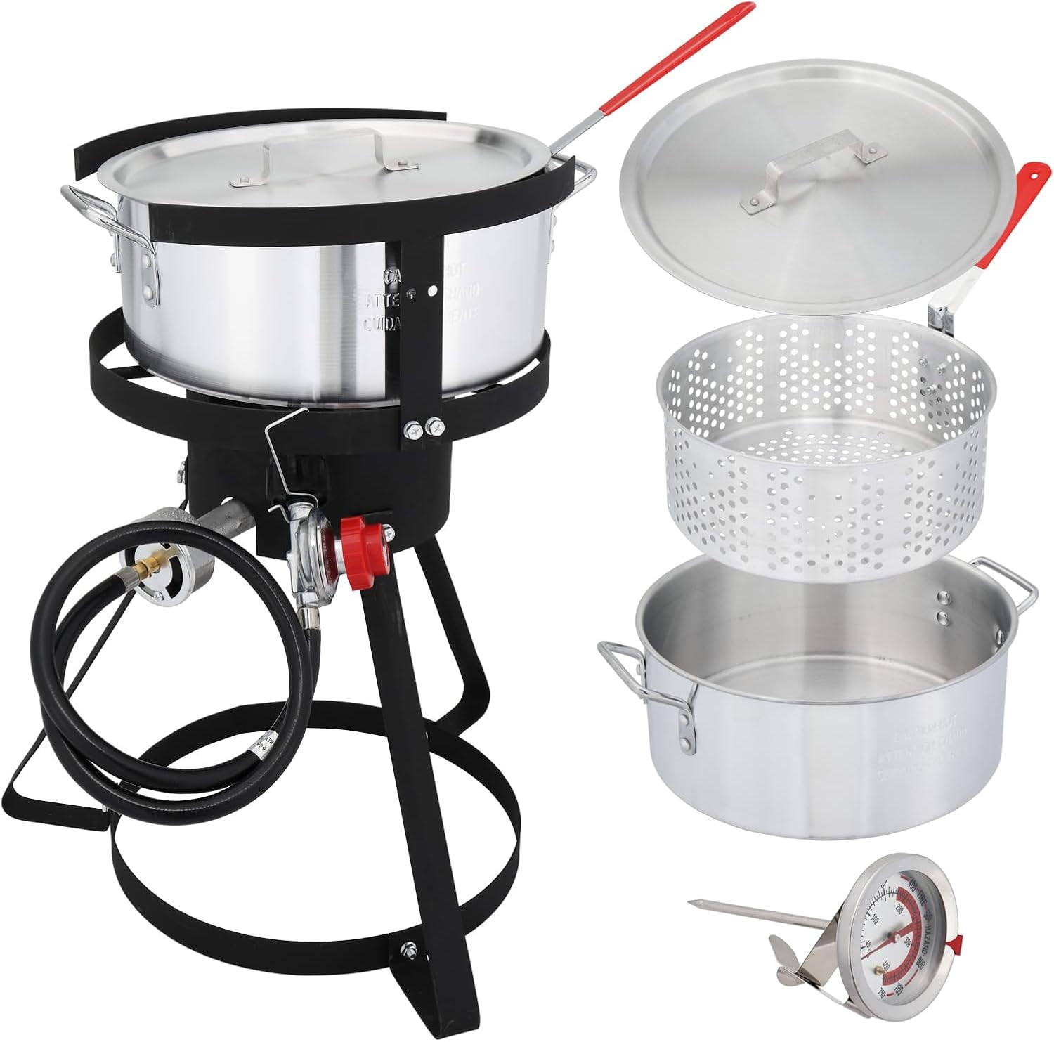 Outvita Propane Deep Fryer with 10QT Basket, Aluminum Fish Fryer Pot ...