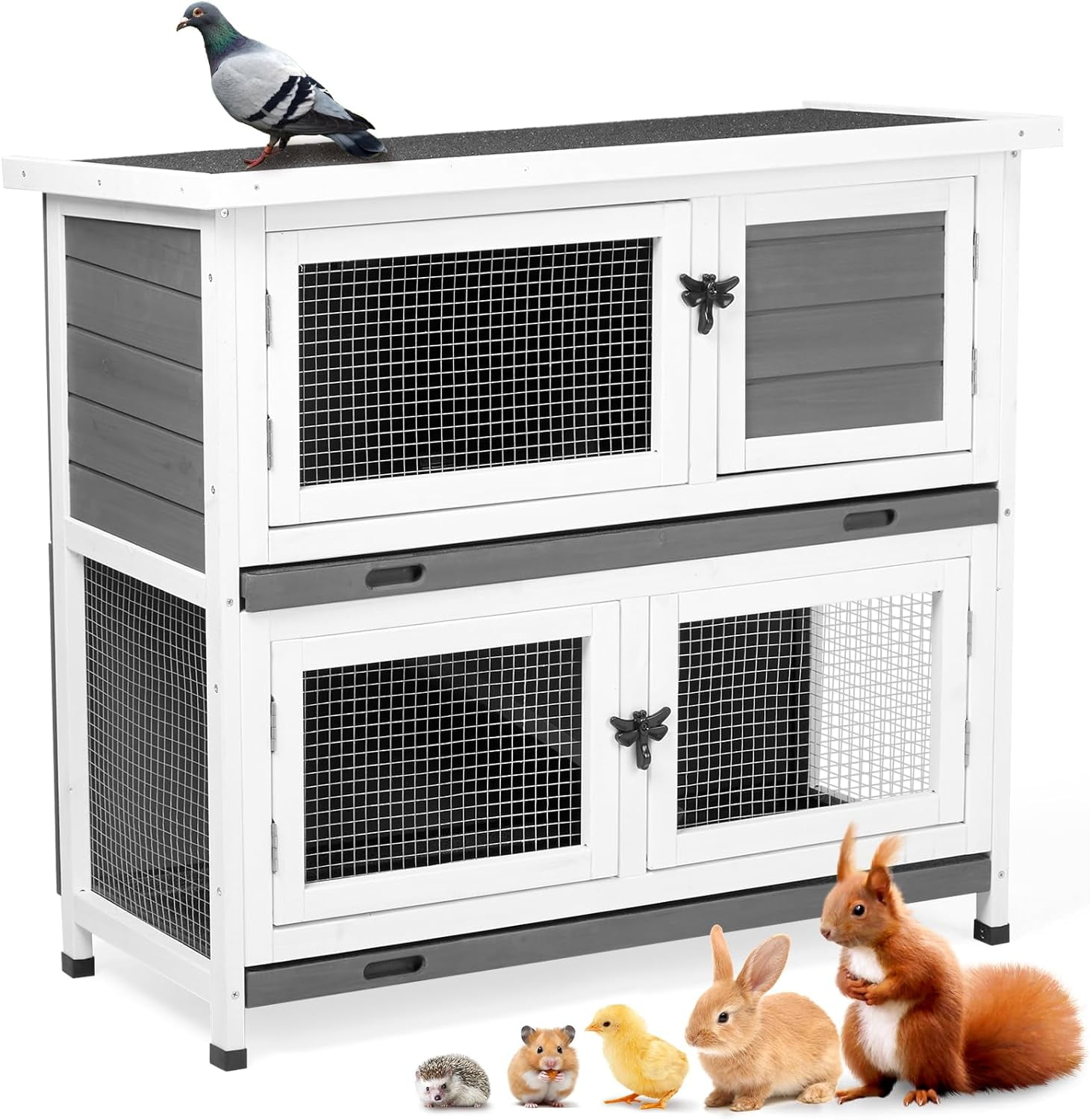 Outvita Rabbit Hutch, Small Wood Chicken Coop, 36" Guinea Pig Cage w/2 ...
