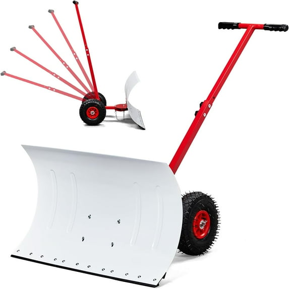 Outvita Snow Shovel with Wheels, 29" Wide 18" Long Snow Pusher Plow ...