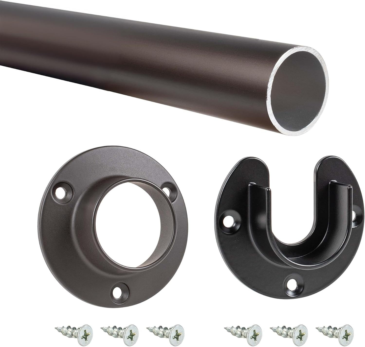 Outwater 48" Oil Rubbed Bronze Aluminum Closet Rod Kit – 1-5/16 ...