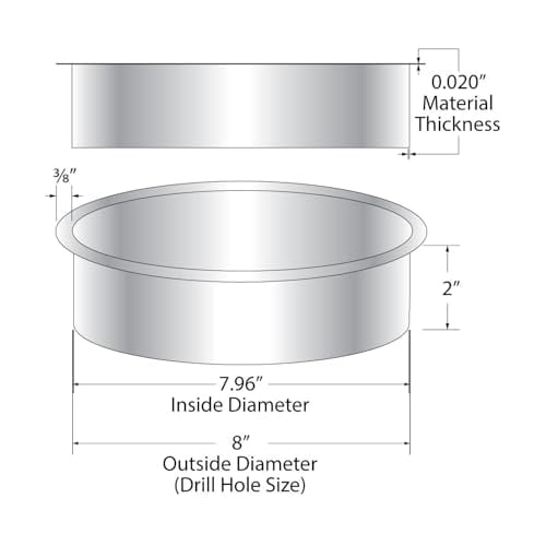 Outwater 8" (Nominal) Diameter x 2" Height 304 Polished Stainless Steel ...