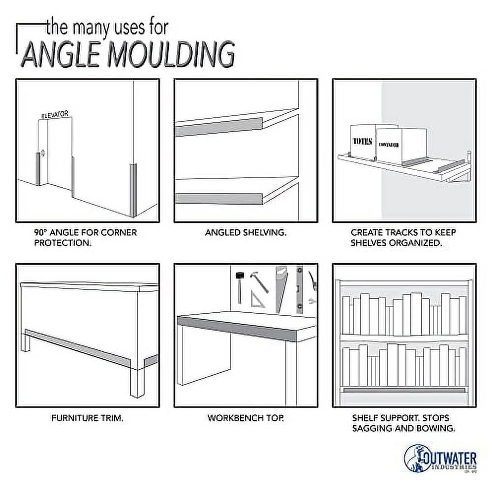 Outwater Plastics 1936-Wh White 1 X 1 X 7/64 (.100) Inch Thick Styrene ...