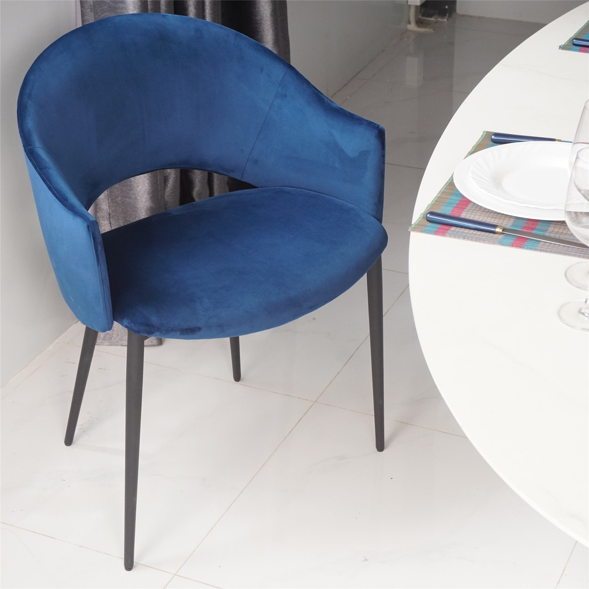 Ouuuhlala OLL-PU-BLU Puff Paste Harmony Upholstery Dining Chair with ...