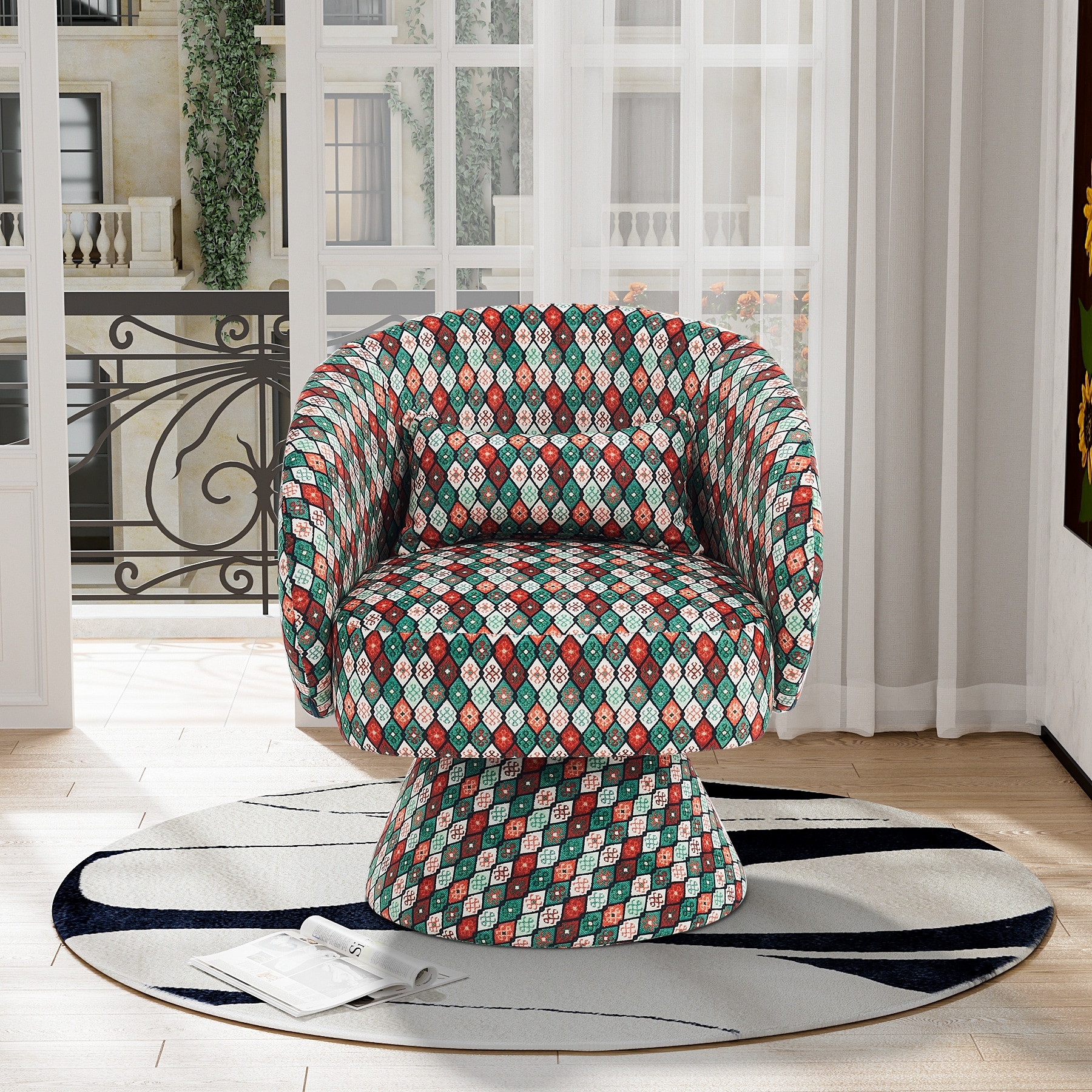 Ouyessir 360 Degree Swivel Cuddle Barrel Sofa Chairs Multi-Color ...