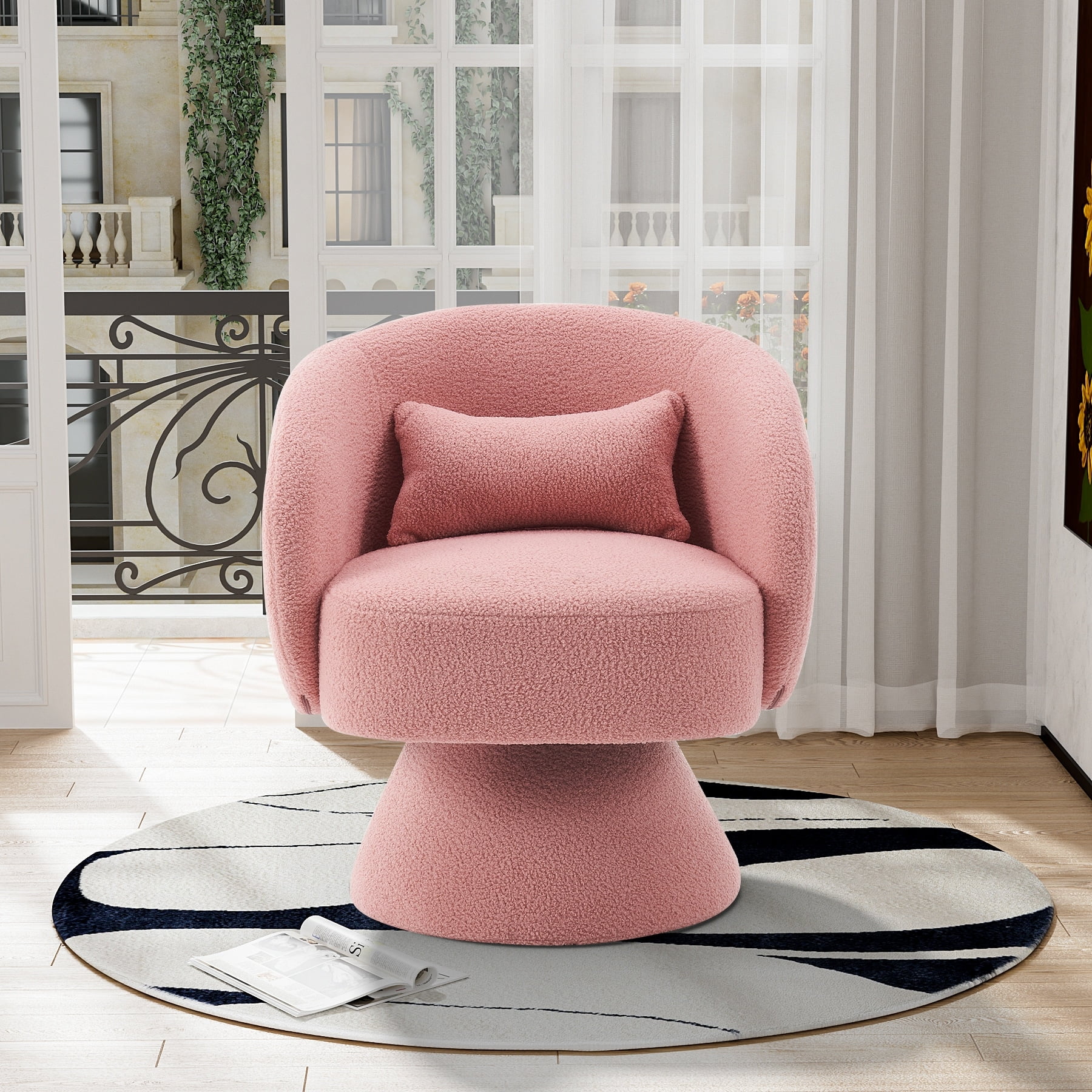 Ouyessir 360 Degree Swivel Cuddle Barrel Sofa Chairs Pink - Walmart.com