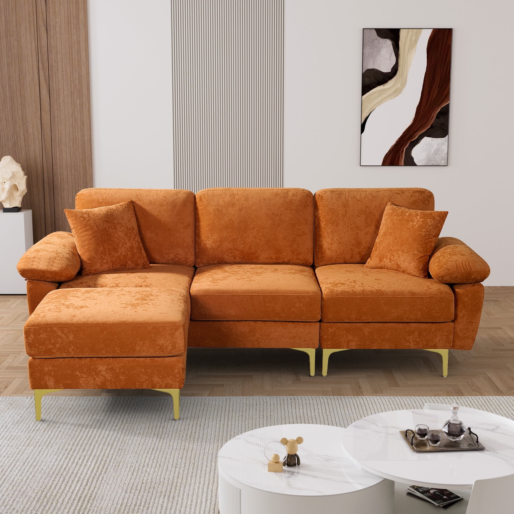 WIILAYOK Convertible Sectional Sofa Couch, L-Shaped Couch with Moveable ...