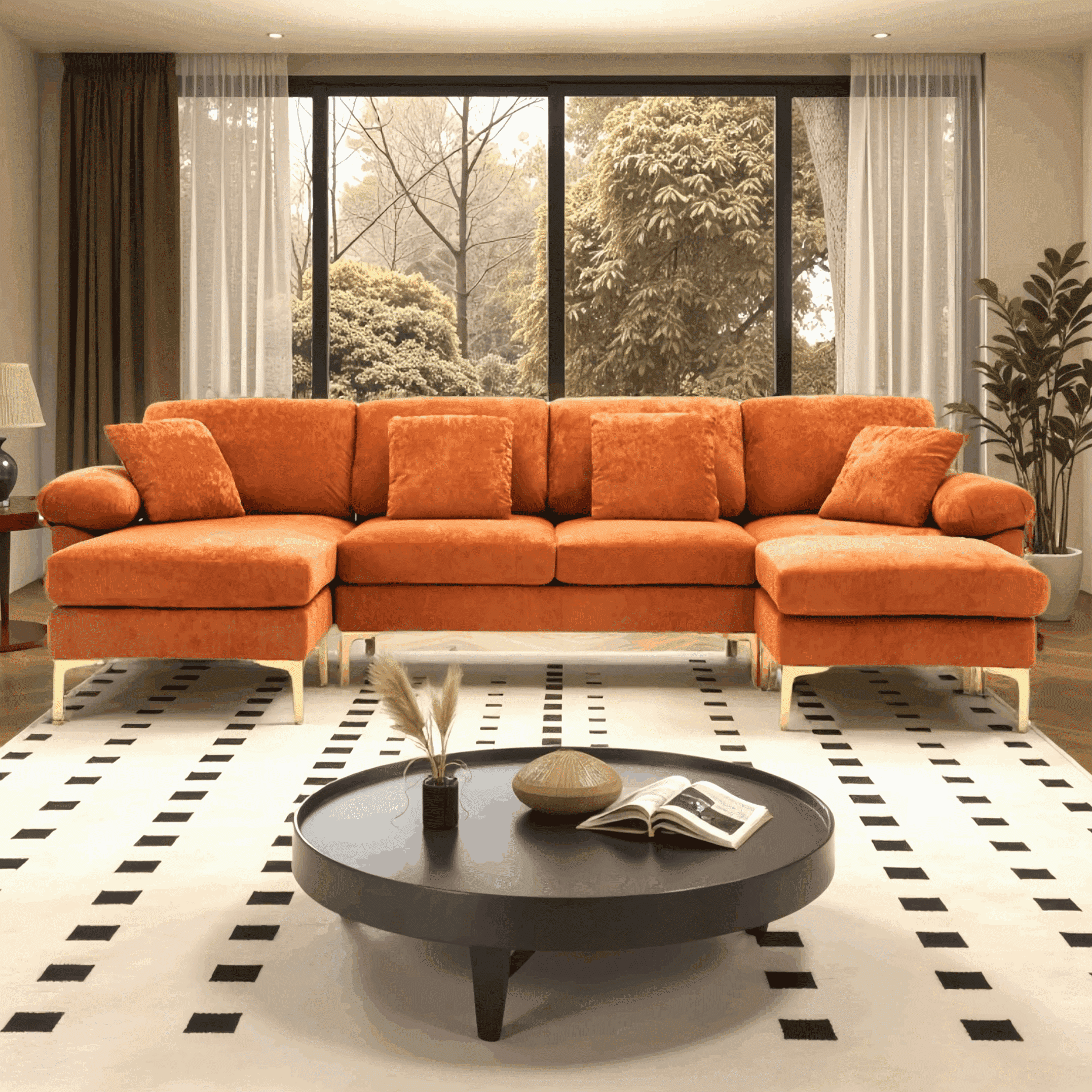 Wiilayok U Shaped Sectional Sofa,Velvet Modular 4 Seat Sofa Couch,114 ...