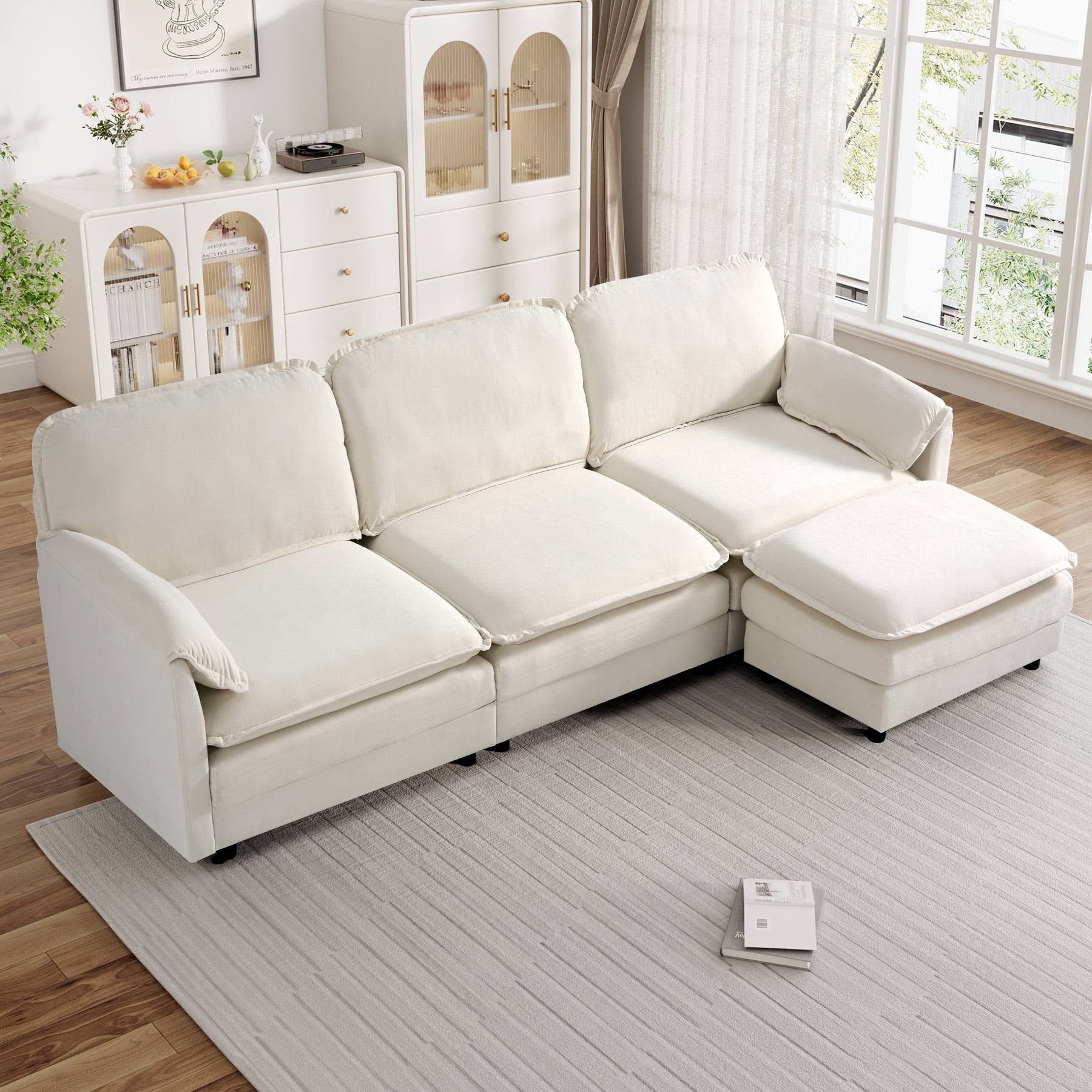 WIILAYOK Modern Modular Sectional Sofa Couch, Chenille L Shaped Deep ...