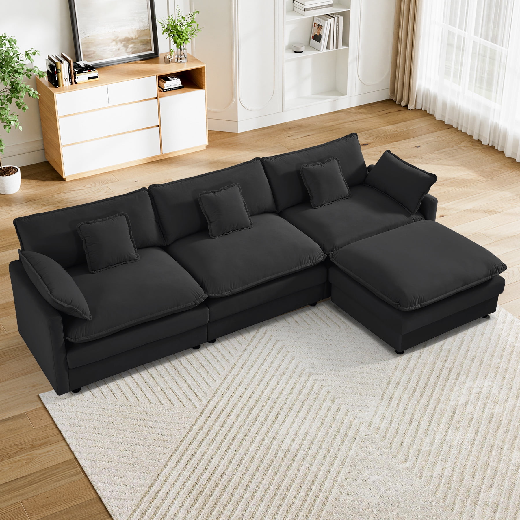 Wiilayok Velvet Modular Sofa,114.4" L Shaped Sectional Sofa Couches ...