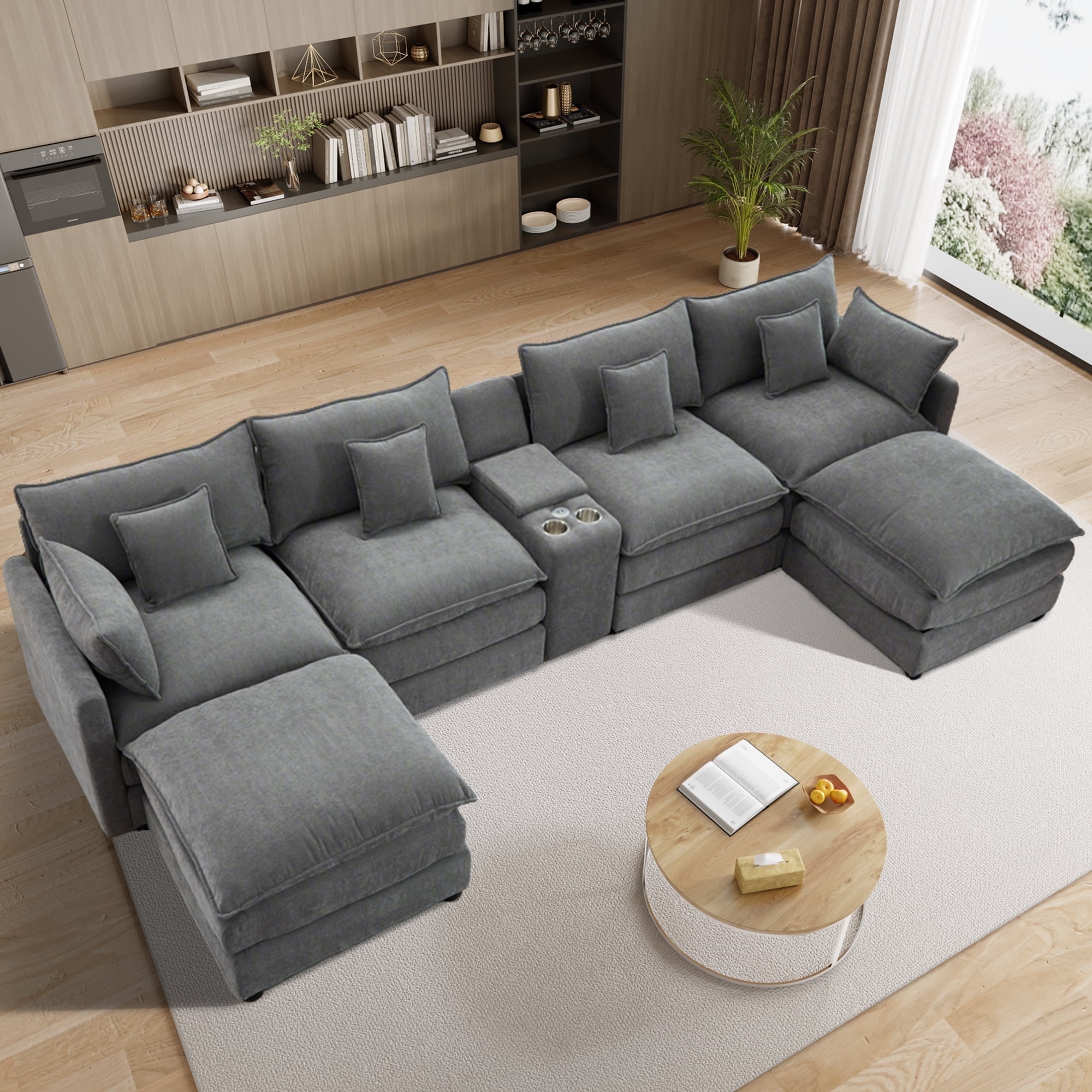 Wiilayok 145" Modular Sofa Set,Large Chenille U Shaped Sectional Sofa ...