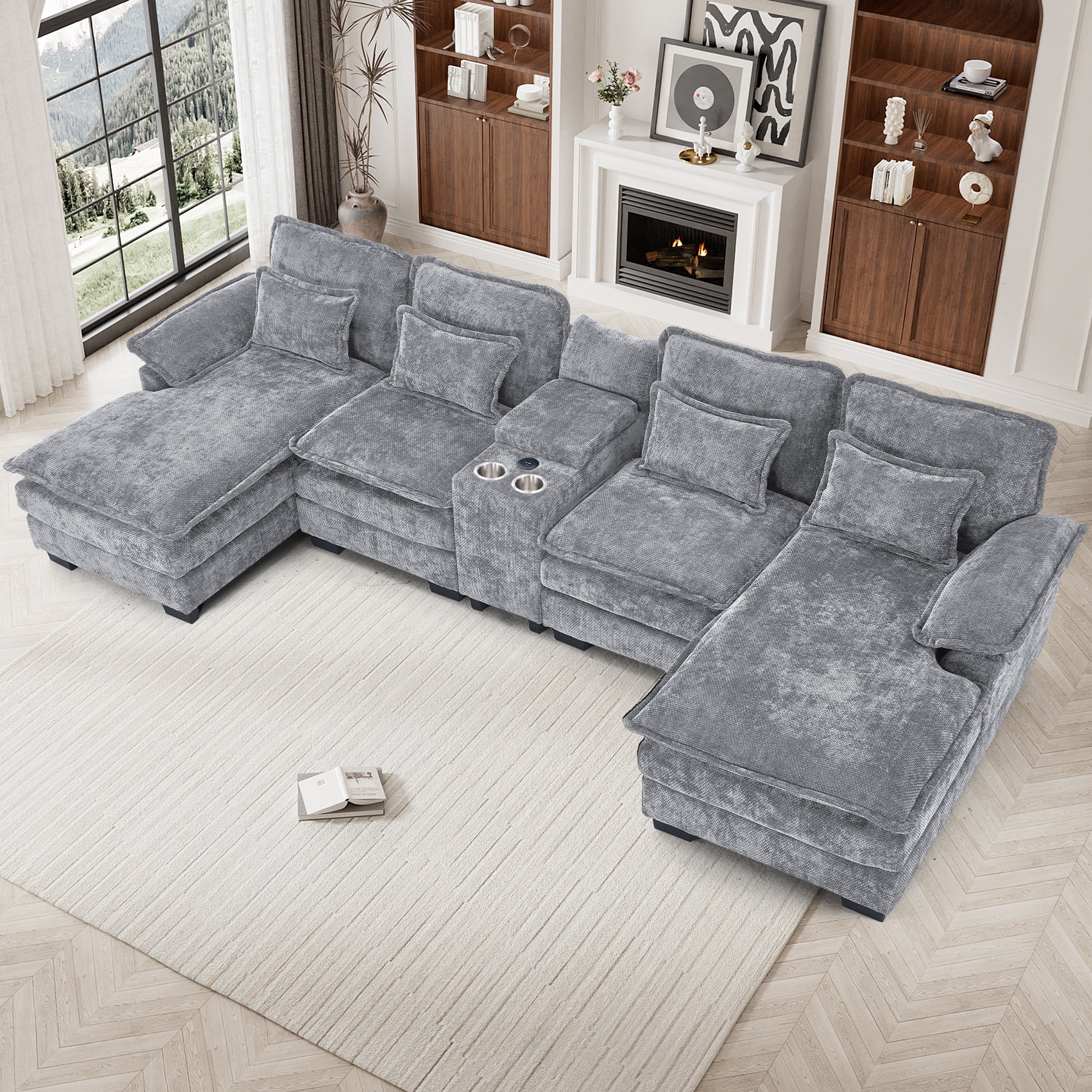 Ouyessir Modular Sectional Sofa Set Cloud Couch for Living Room,124 ...