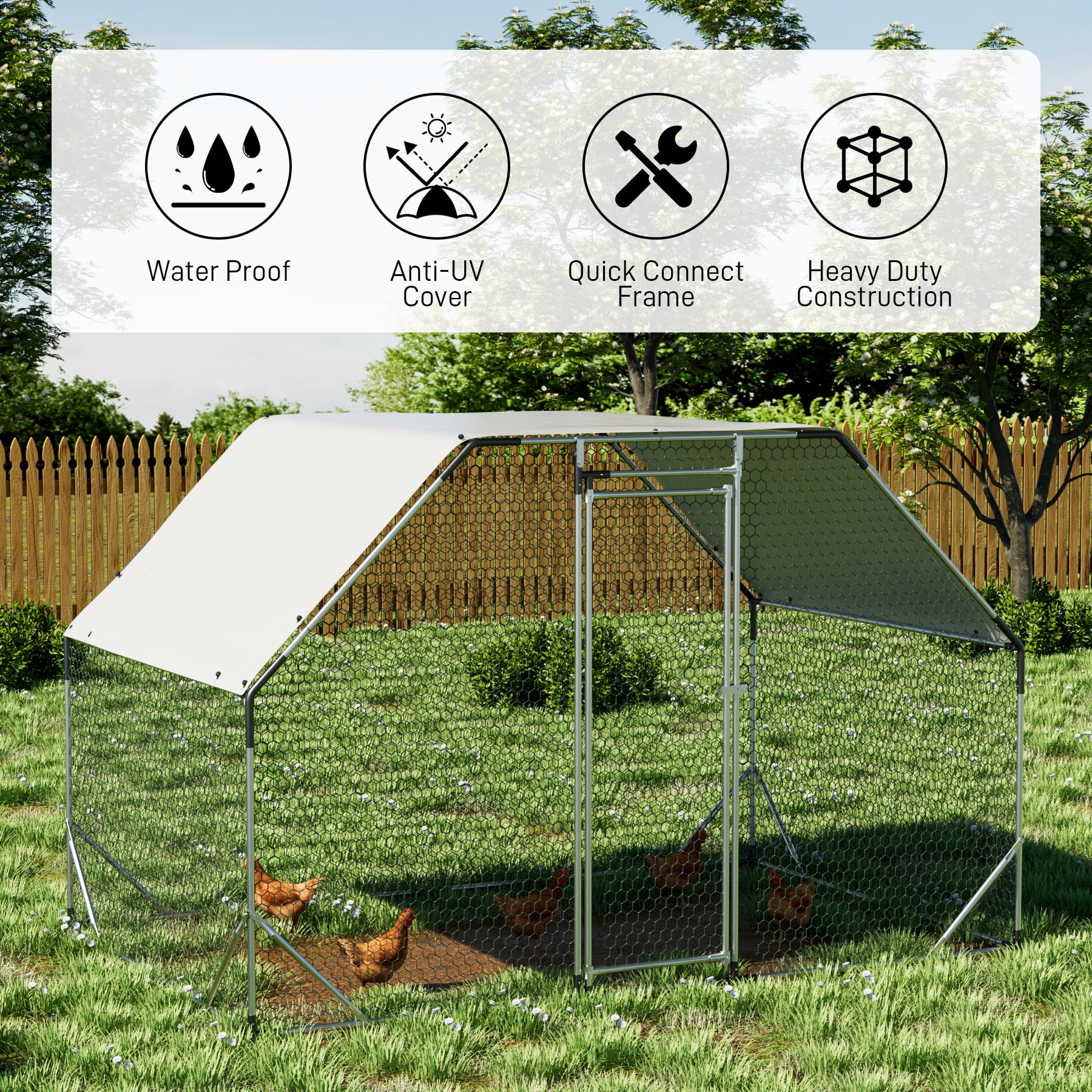 Ouyessir Outdoor Chicken Coop Large Metal Chicken Coop Flat Shaped ...