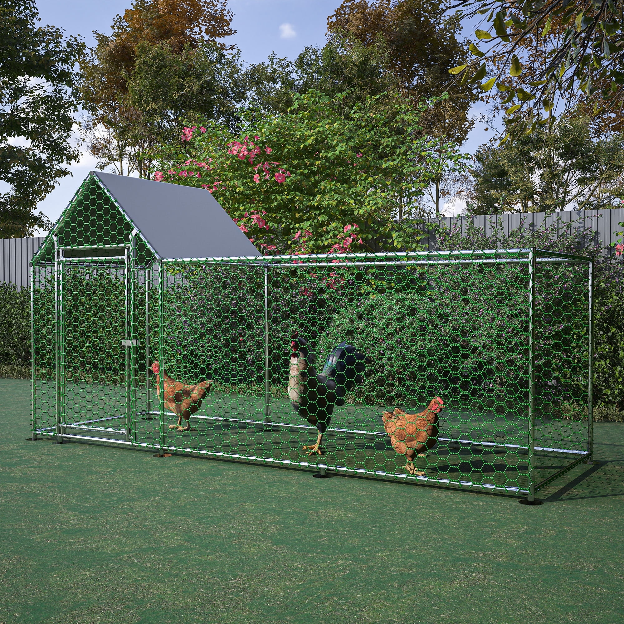Wiilayok Outdoor Metal Chicken Run with Tunnel,Outdoor Hen House Cage ...