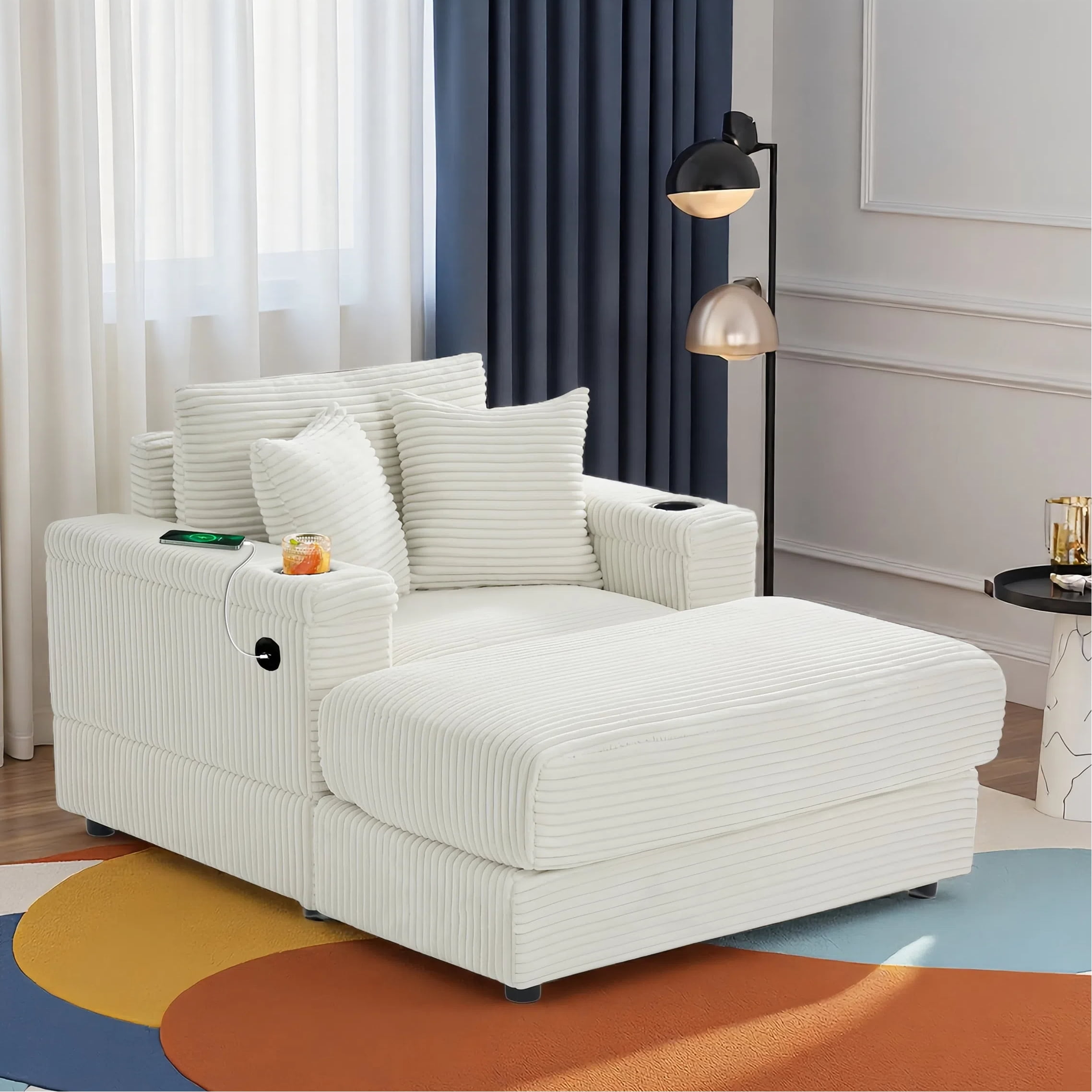 Wiilayok Oversized Lounge Chair Indoor,54" Corduroy Cloud Chaise Lounge ...