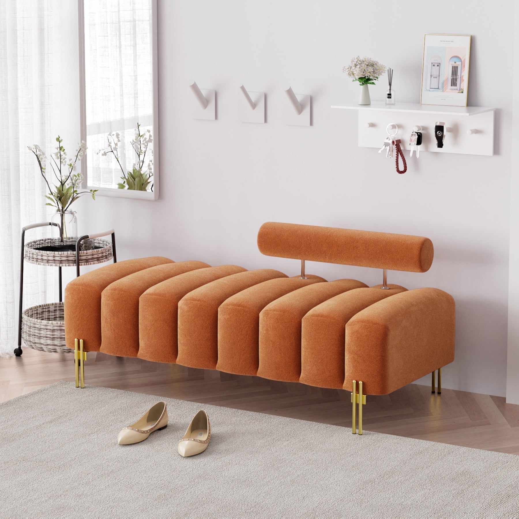 Wiilayok End of Bed Bench,52" Upholstered Velvet Ottoman Bench Seat ...