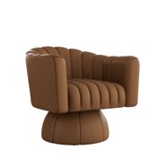 Ouyessir Swivel Barrel Chair Set of 2,Teddy Fabric Upholstered Accent ...