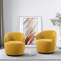 Ouyessir Set of 2 Swivel Barrel Chairs, Teddy Fabric, 360 Degree Swivel ...