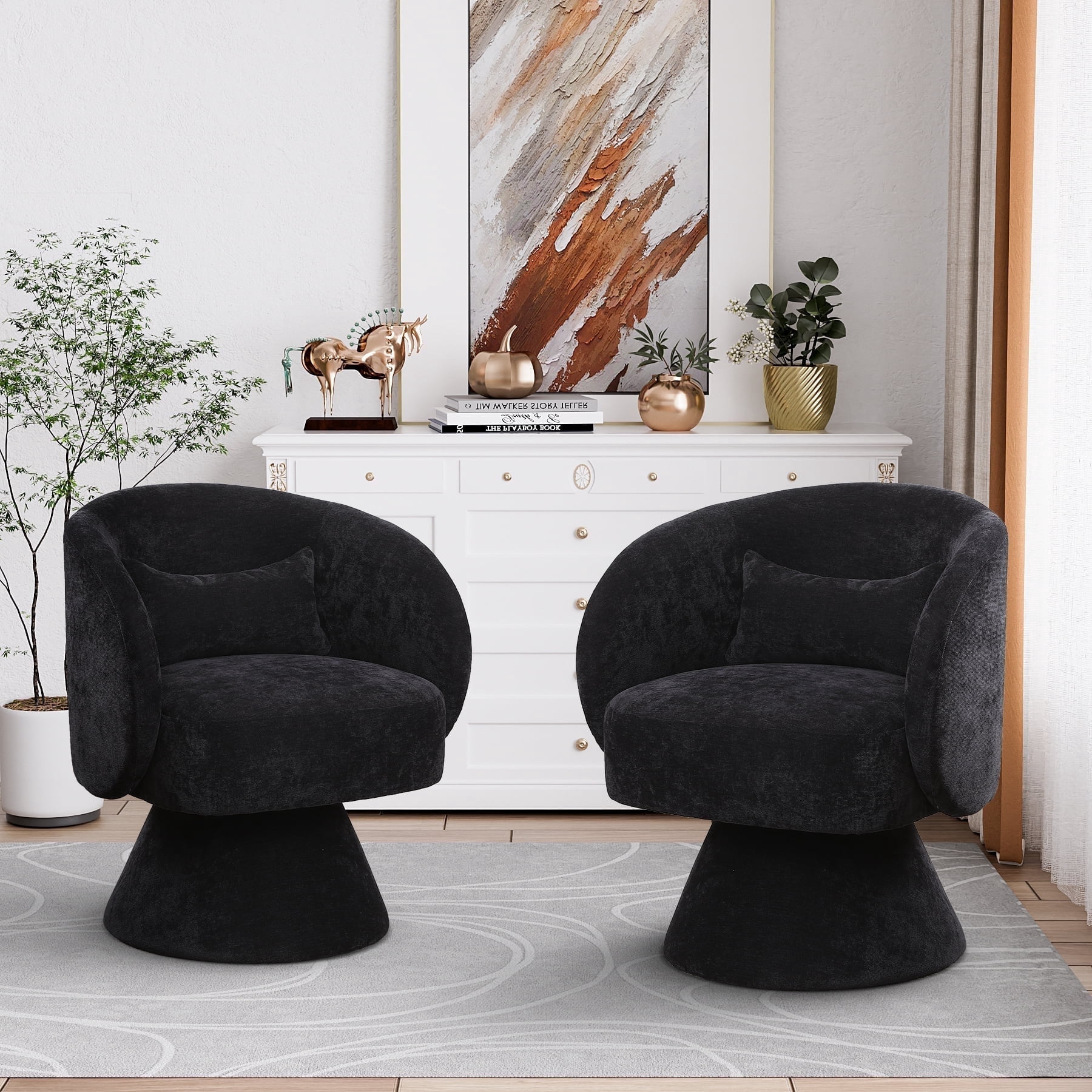 Wiilayok Swivel Barrel Chair Set of 2 Modern Accent Chair Armchair ...