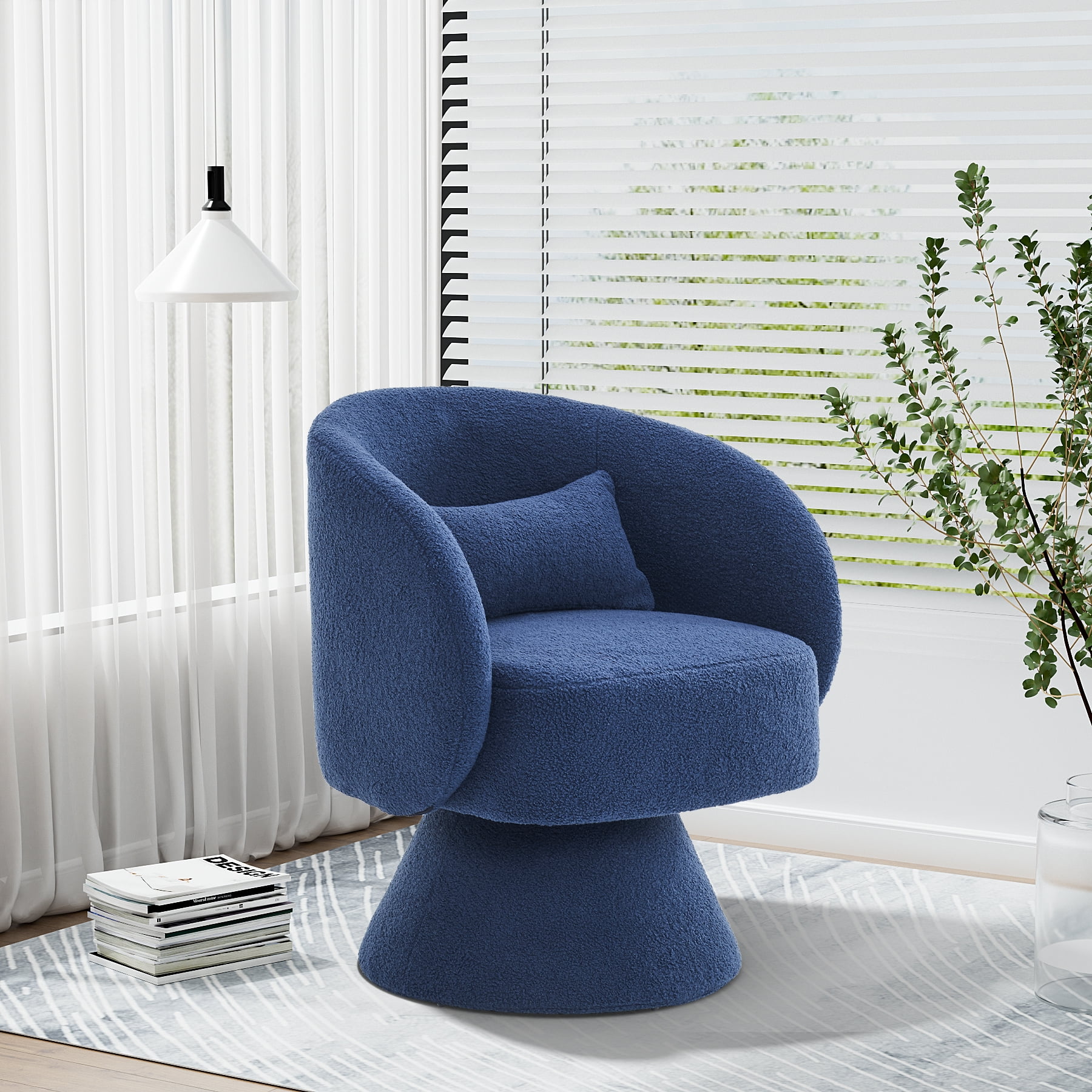 Ouyessir Swivel Barrel Chair Teddy Fabric Upholstered Accent Armchairs ...